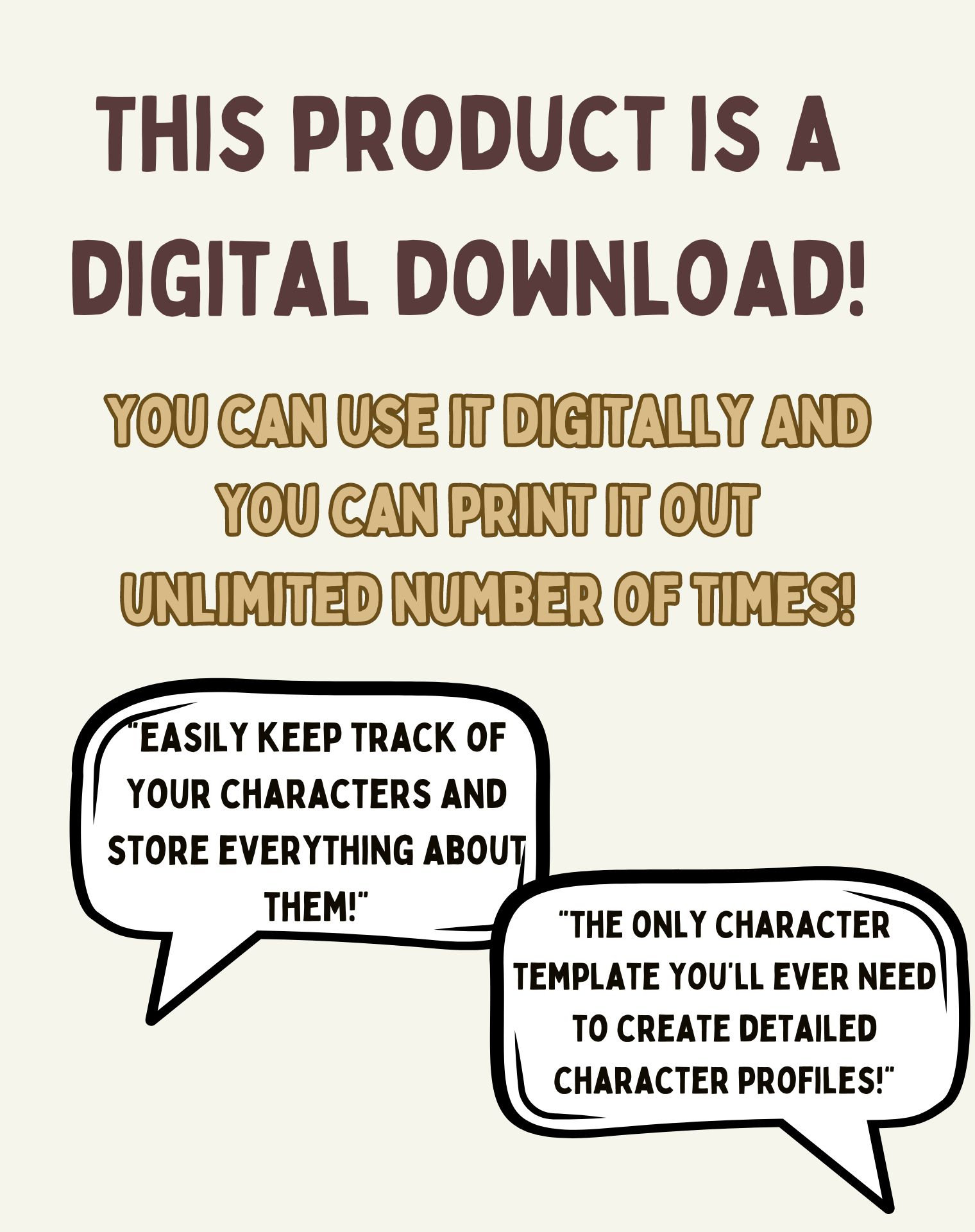 Character Profile|| Digital or Printable Character Planner, Character ...