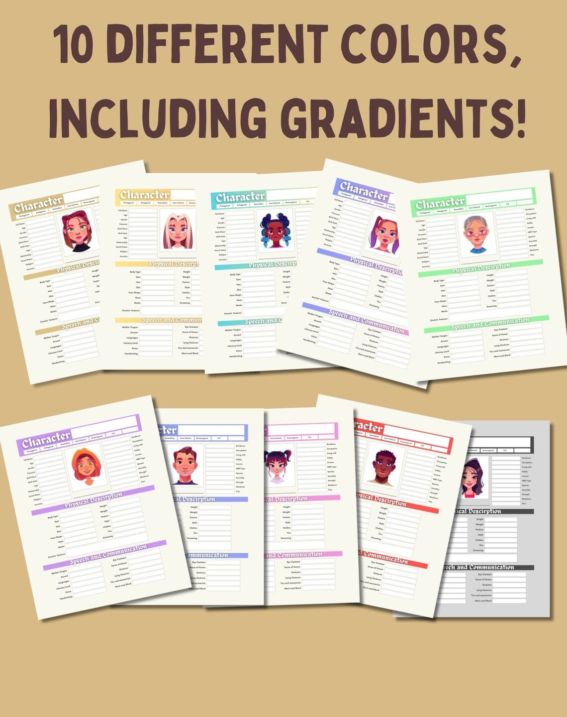 Character Profile|| Digital or Printable Character Planner, Character ...