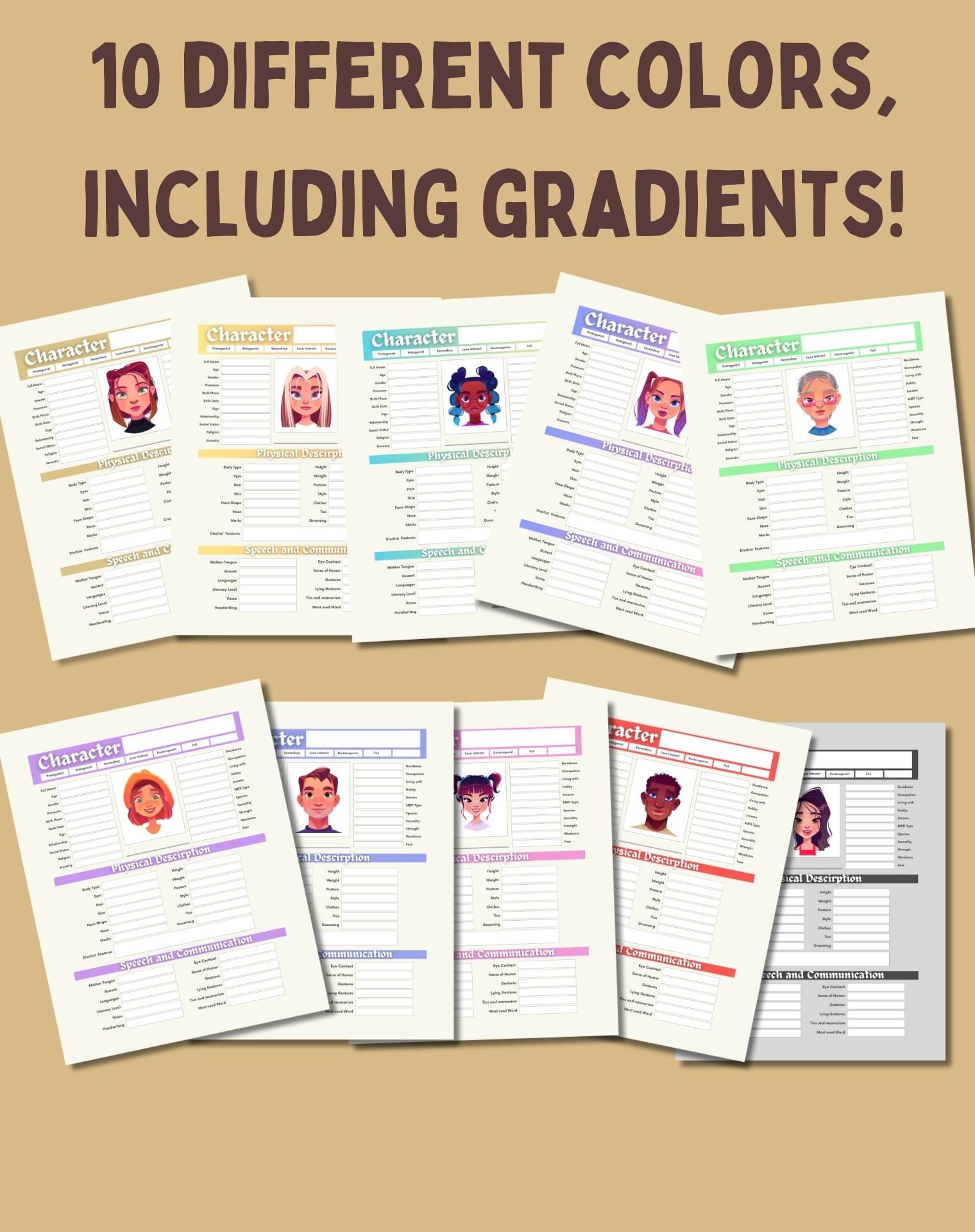 Character Profile|| Digital or Printable Character Planner, Character ...