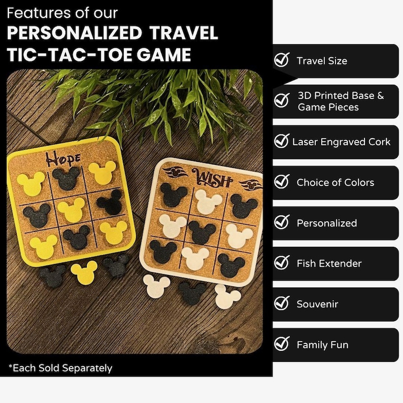Personalized Travel Tic-tac-toe | Fish Extender | Pixie Dust | Custom ...