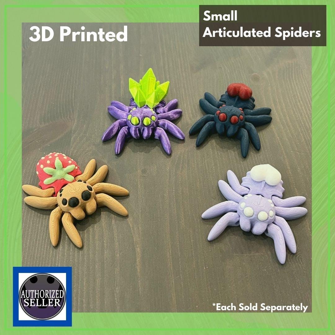 3D Printed Articulating Spiders, Flexi Fidget Toy, Party Favor, Student ...