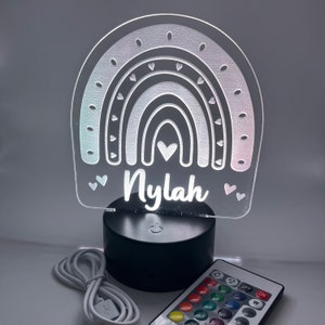 Rainbow Night Light Kids Bedroom Acrylic Night Light Boho Personalized ...