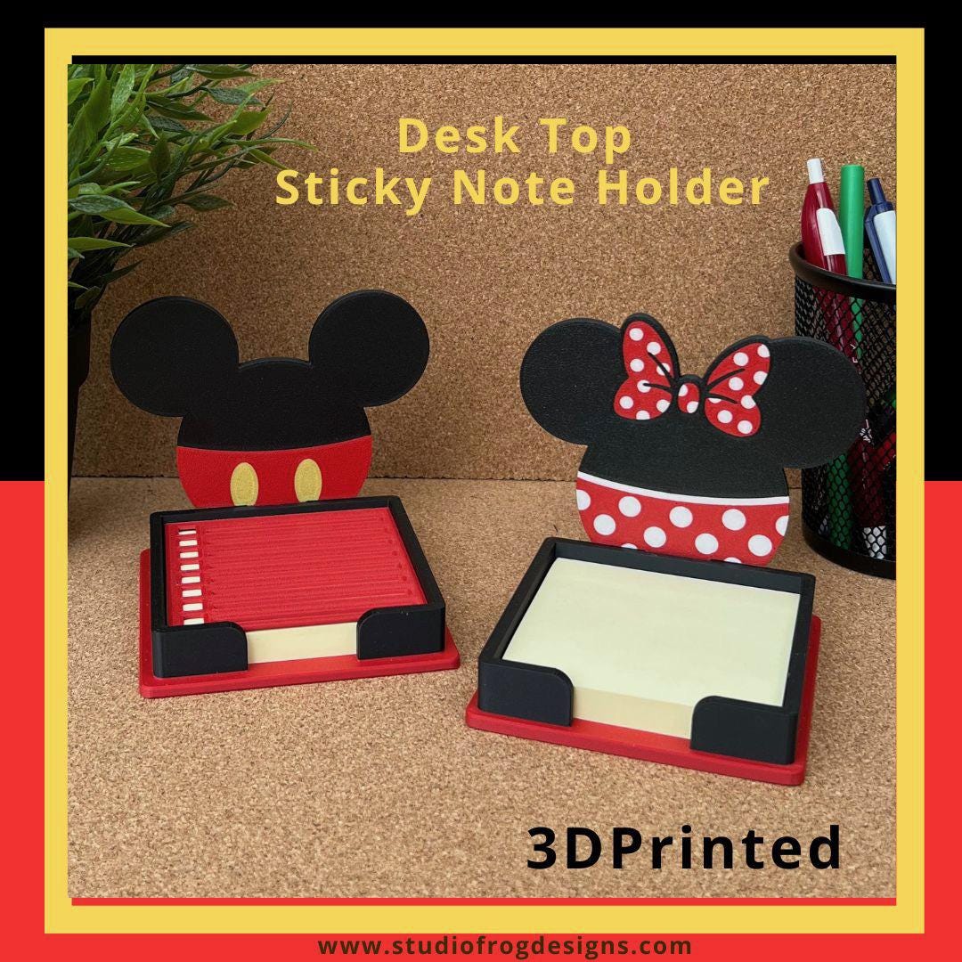 Mickey & Minnie Sticky Note Holder | 3d Printed | Theme Park Inspired ...