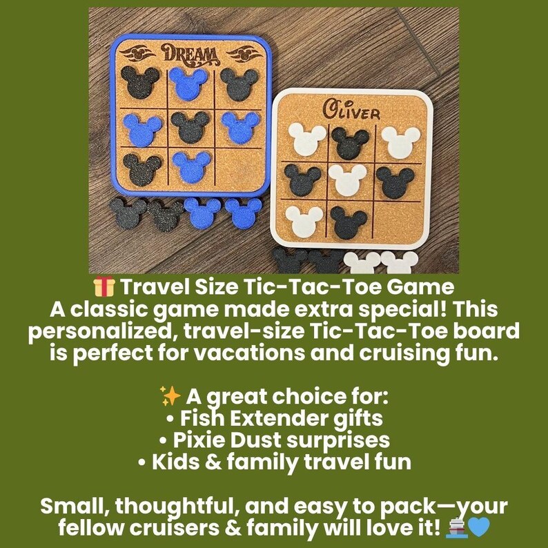 Personalized Travel Tic-tac-toe | Fish Extender | Pixie Dust | Custom ...