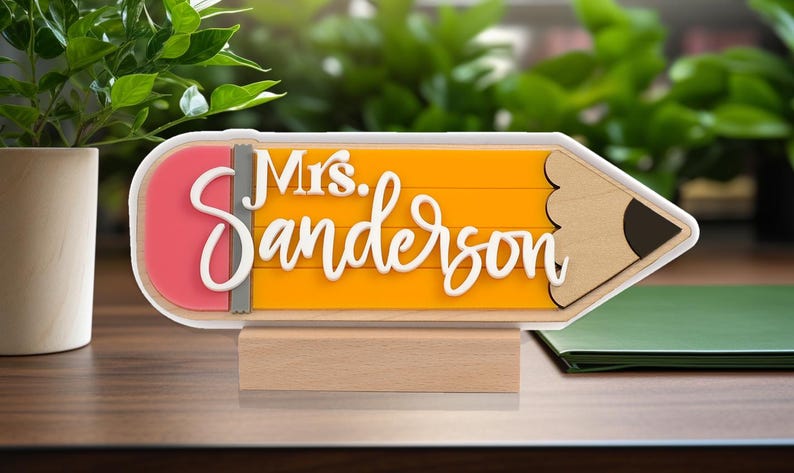 Personalized Pencil Sign for Teachers, Back to School Teacher Gift ...