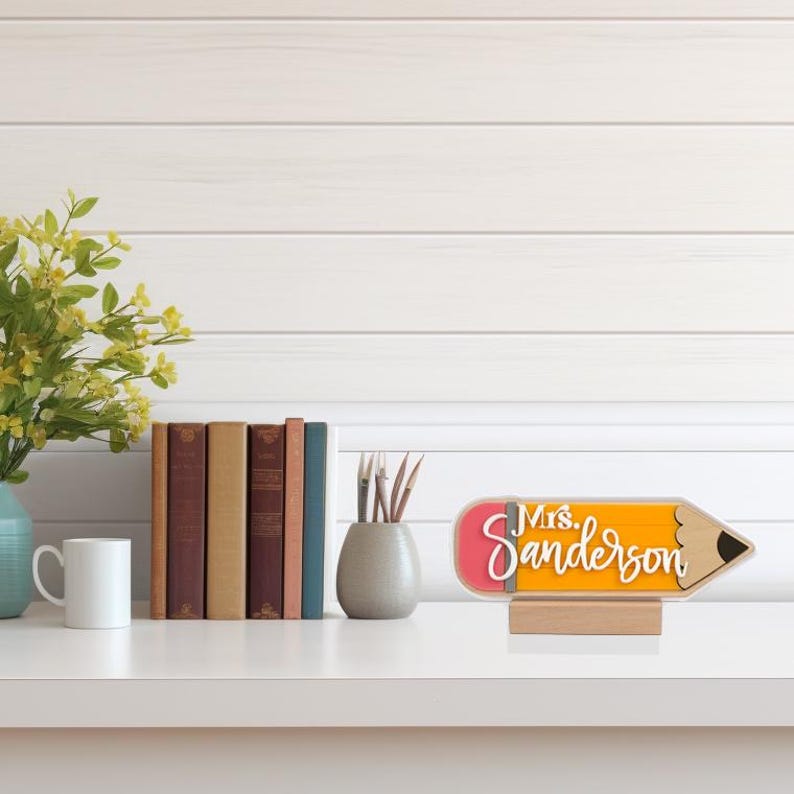 Personalized Pencil Sign for Teachers, Back to School Teacher Gift ...