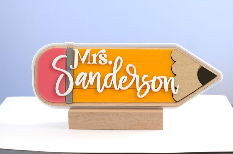 Personalized Pencil Sign for Teachers, Back to School Teacher Gift ...