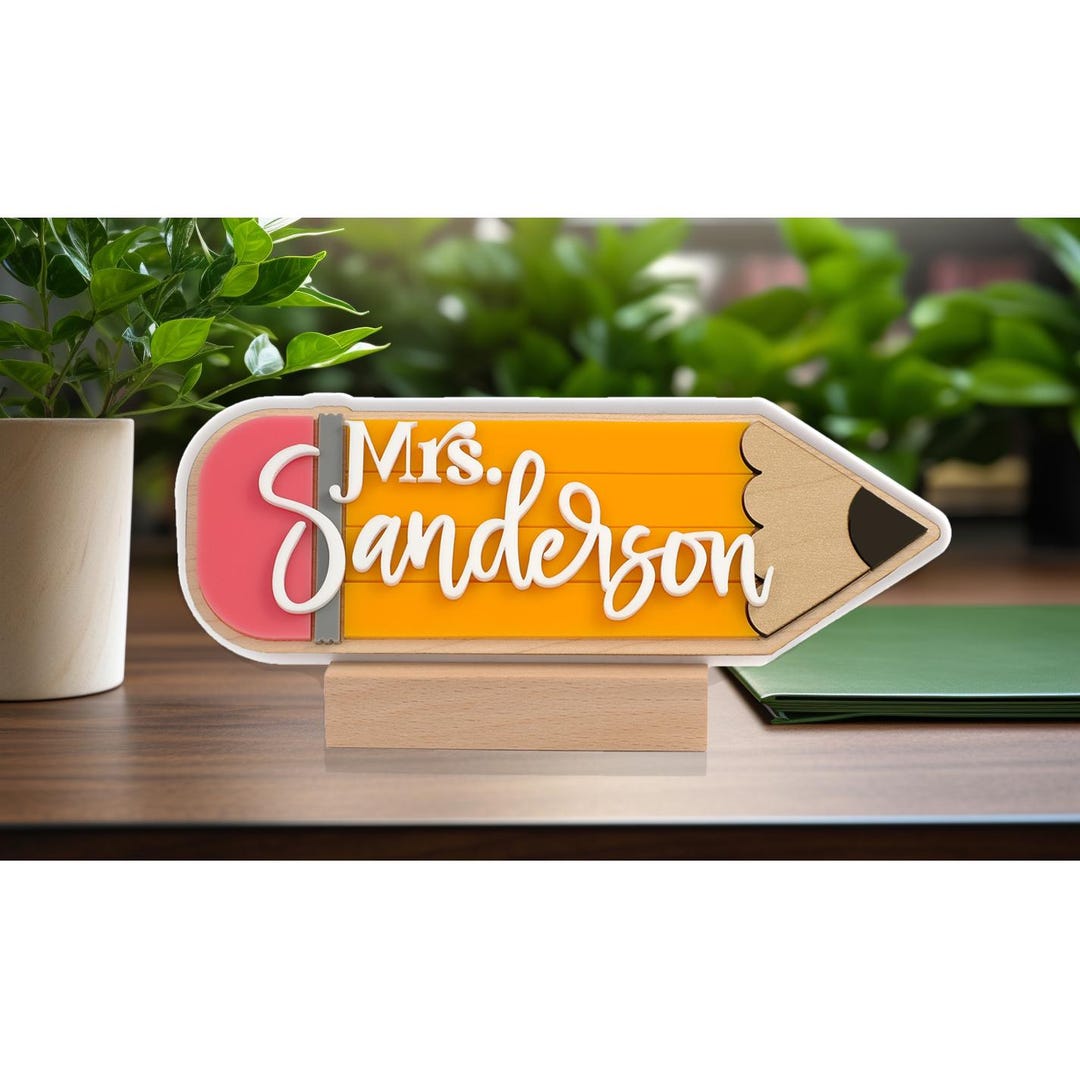 Personalized Pencil Sign for Teachers, Back to School Teacher Gift ...