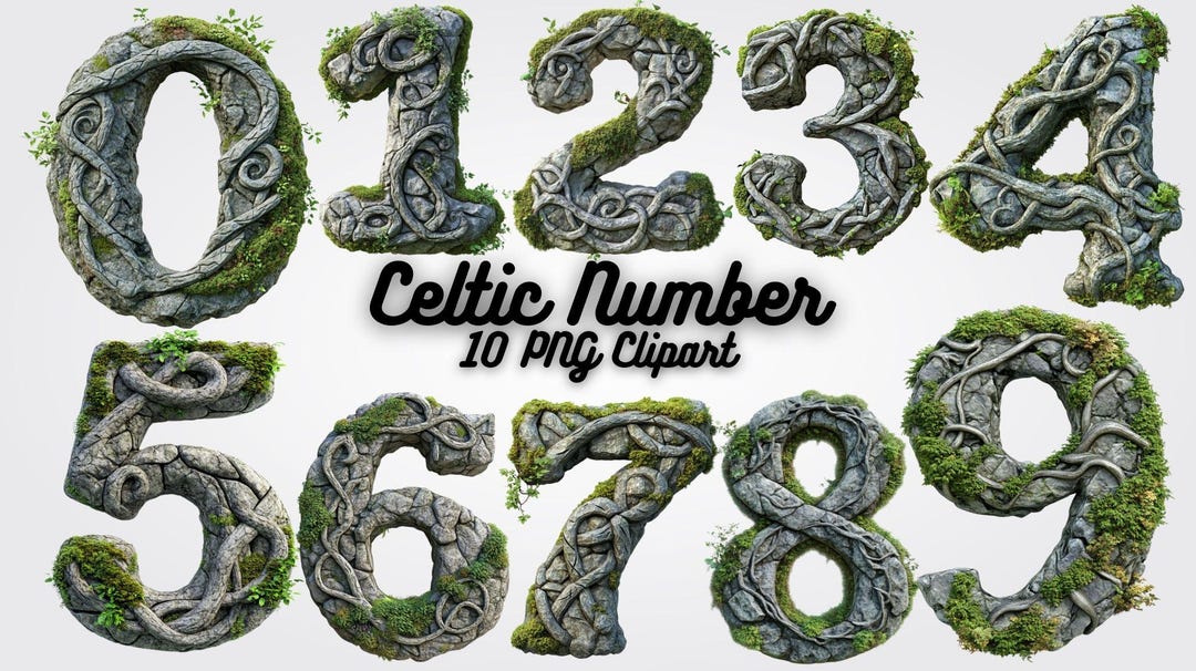Celtic Number Clipart, Stone Clipart, Ancient Rune Numbers,medieval ...