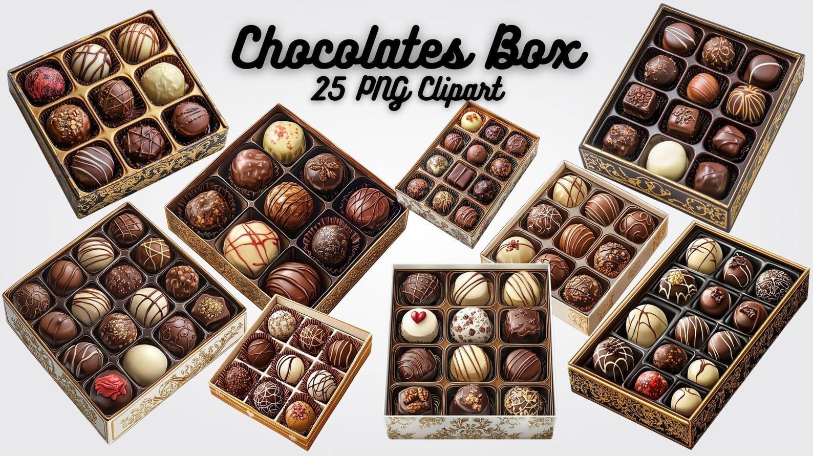 Box Chocolates Clipart: Valentine's Day PNG Files (digital Download) - Etsy