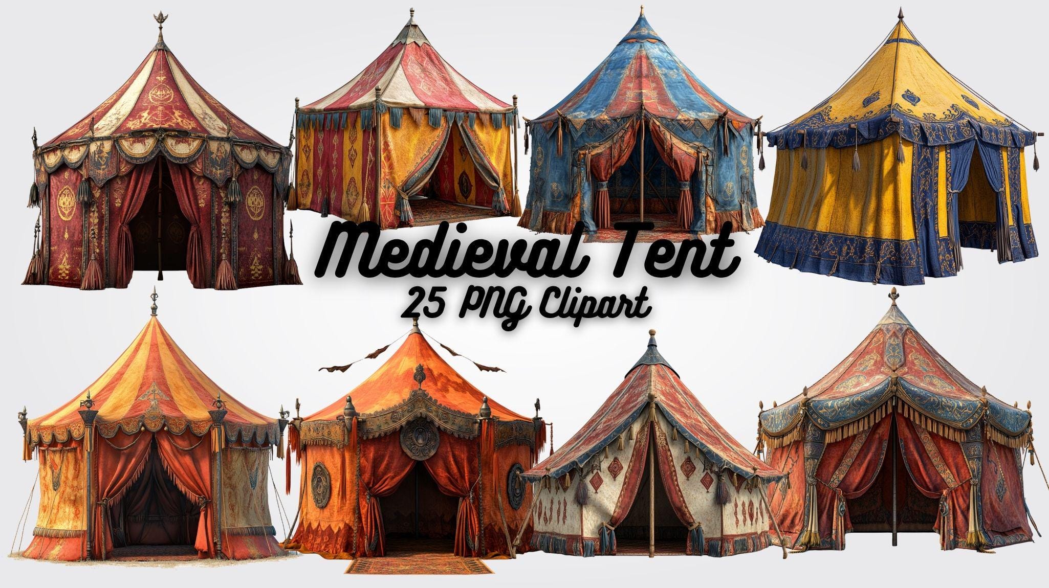 Medieval Tent Clipart: Renaissance Fair Graphics (PNG Digital Download ...
