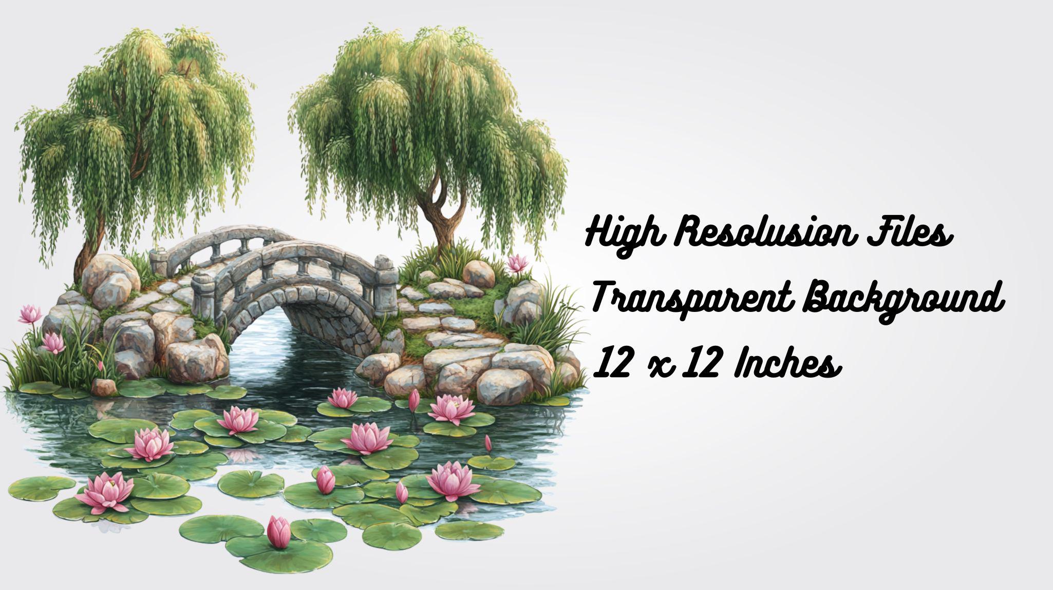 Zen Bridge Stone Clipart, Japanese Garden PNG, Digital Download, Zen ...