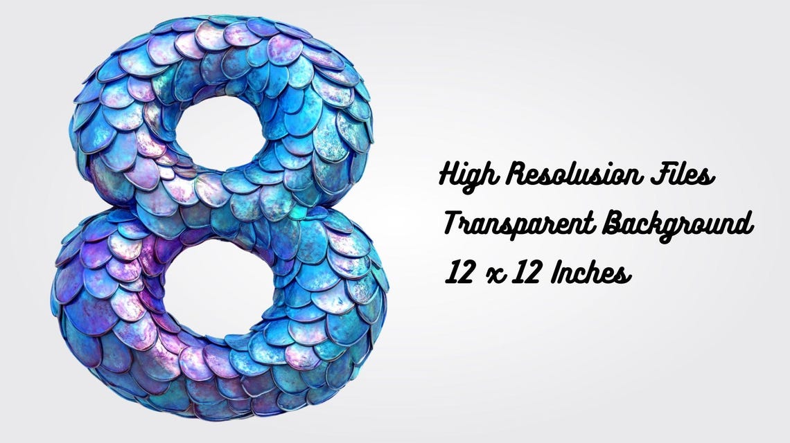 Mermaid Scale Number Clipart: Iridescent Ocean PNG (digital Download ...