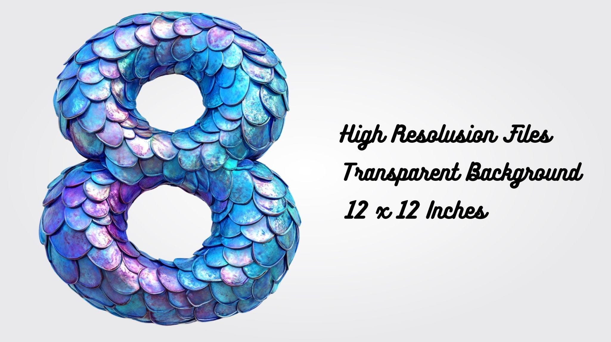 Mermaid Scale Number Clipart: Iridescent Ocean PNG (digital Download ...