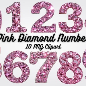Pink Diamond Number Clipart: Sparkling PNG Images (digital Download) - Etsy