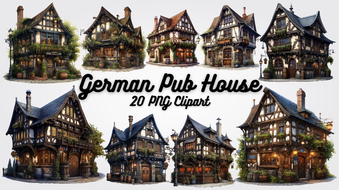 German Pub House Clipart: Oktoberfest PNG Set (digital Download) - Etsy