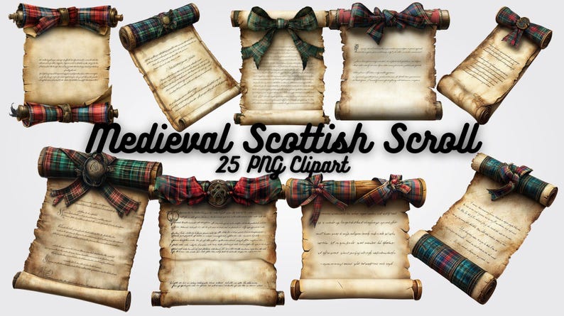 Medieval Scottish Scroll Clipart: Antique Parchment PNG Images (12x12 ...