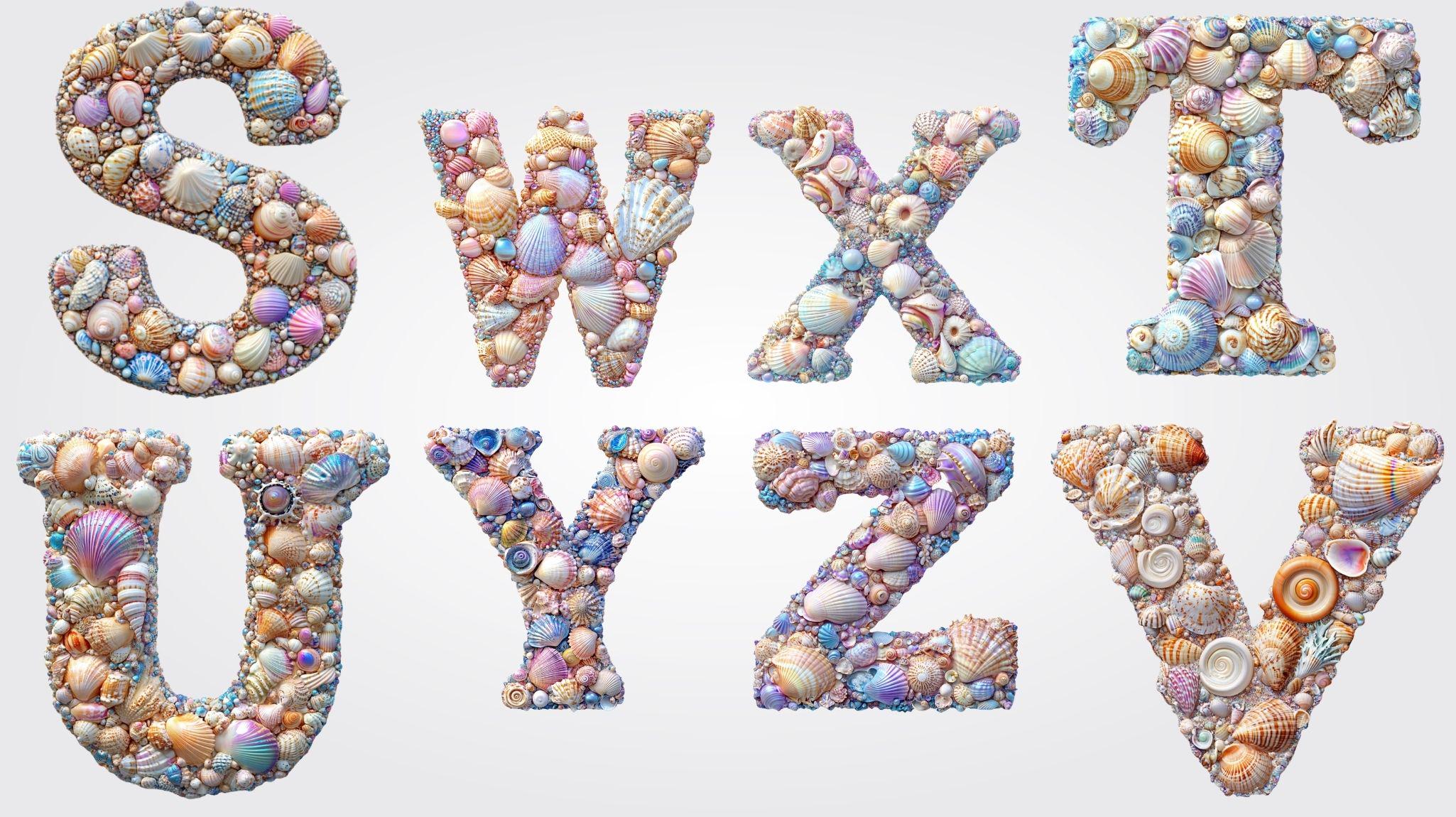 Seashell Alphabet Clipart: Coastal Letters PNG (digital Download) - Etsy