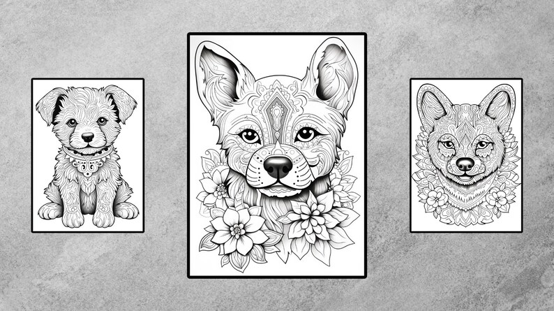 50 Enchanted Puppy Coloring Pages,grayscale Coloring Pages , Adult and ...
