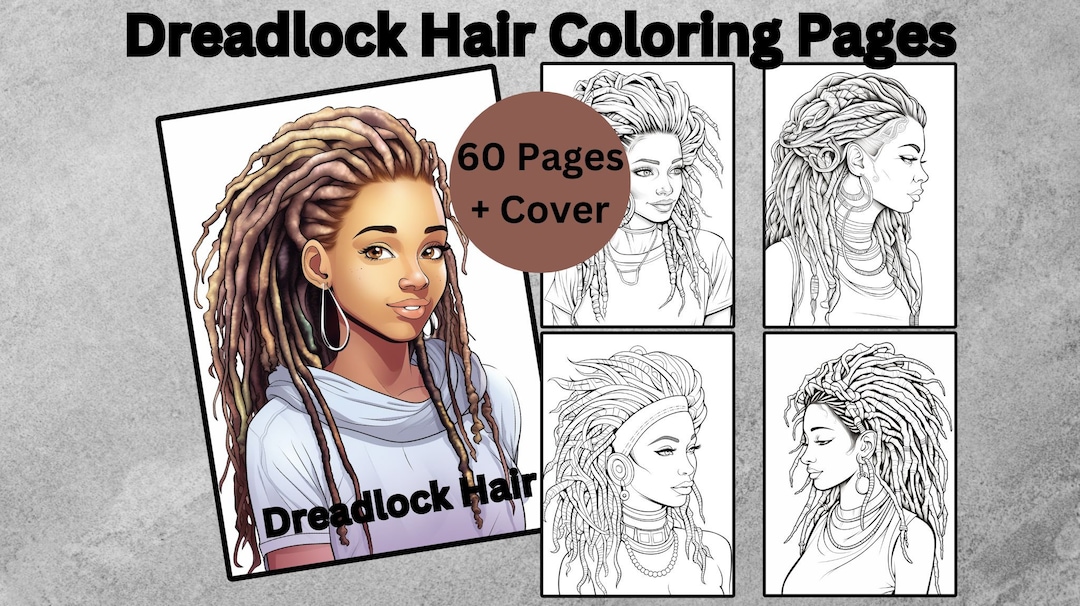 60 Girl With Dreadlocks Hair Coloring Pages Grayscale Coloring Book for ...