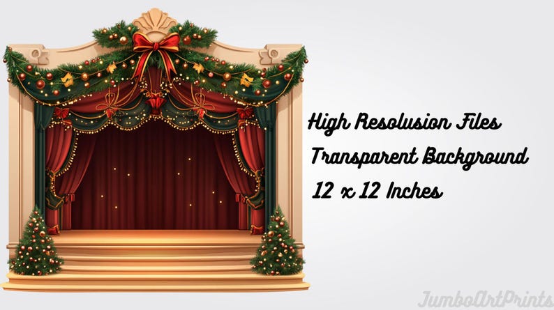 Christmas Theater Stage Clipart: Festive Holiday PNG (digital Download ...