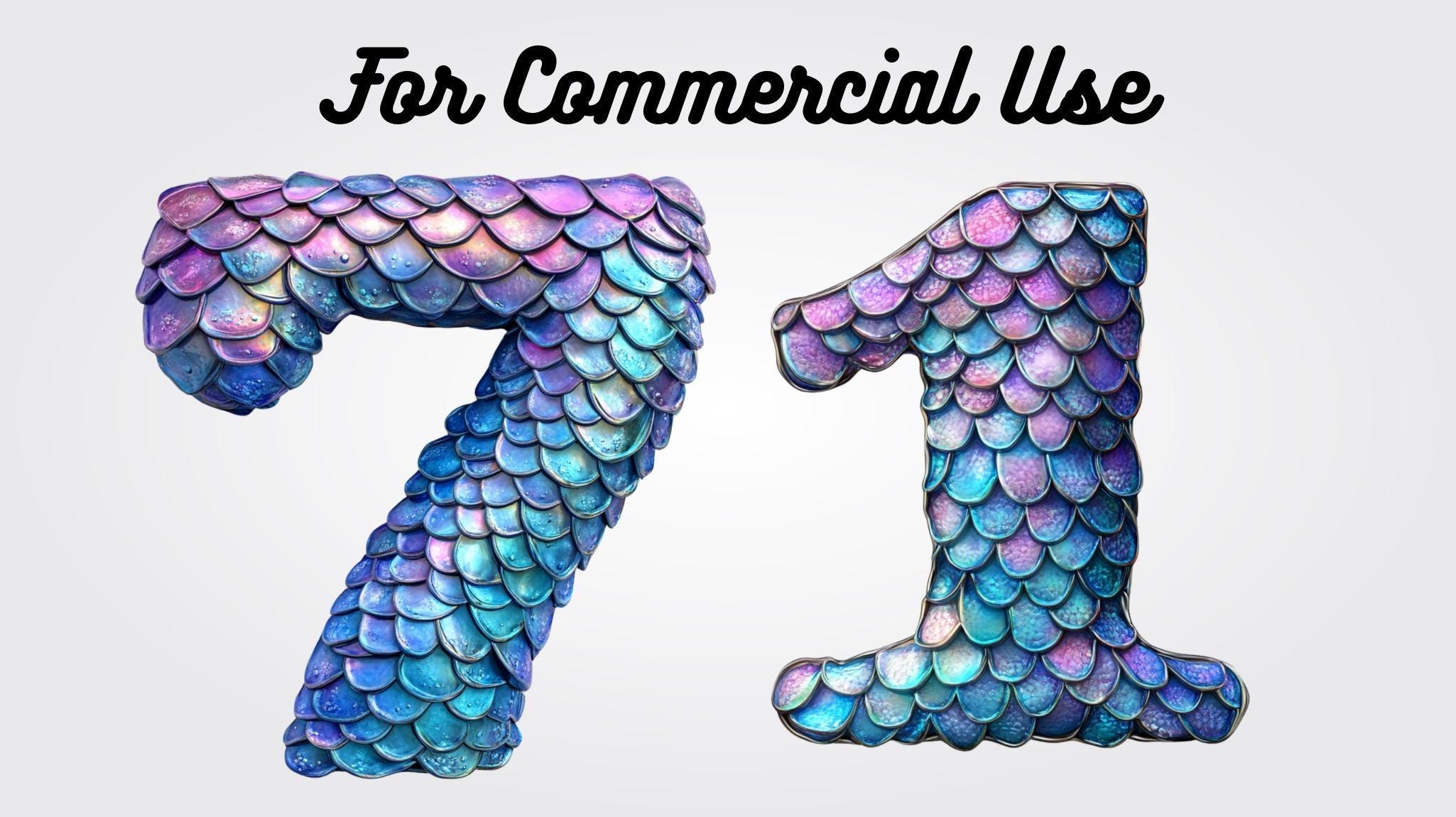 Mermaid Scale Number Clipart: Iridescent Ocean PNG (digital Download ...