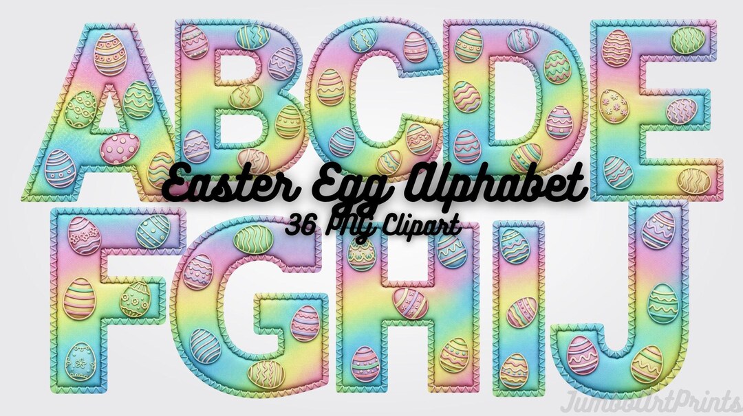 Easter Egg Fabric Applique Alphabet Clipart, Pastel Letters (36 PNG) - Etsy