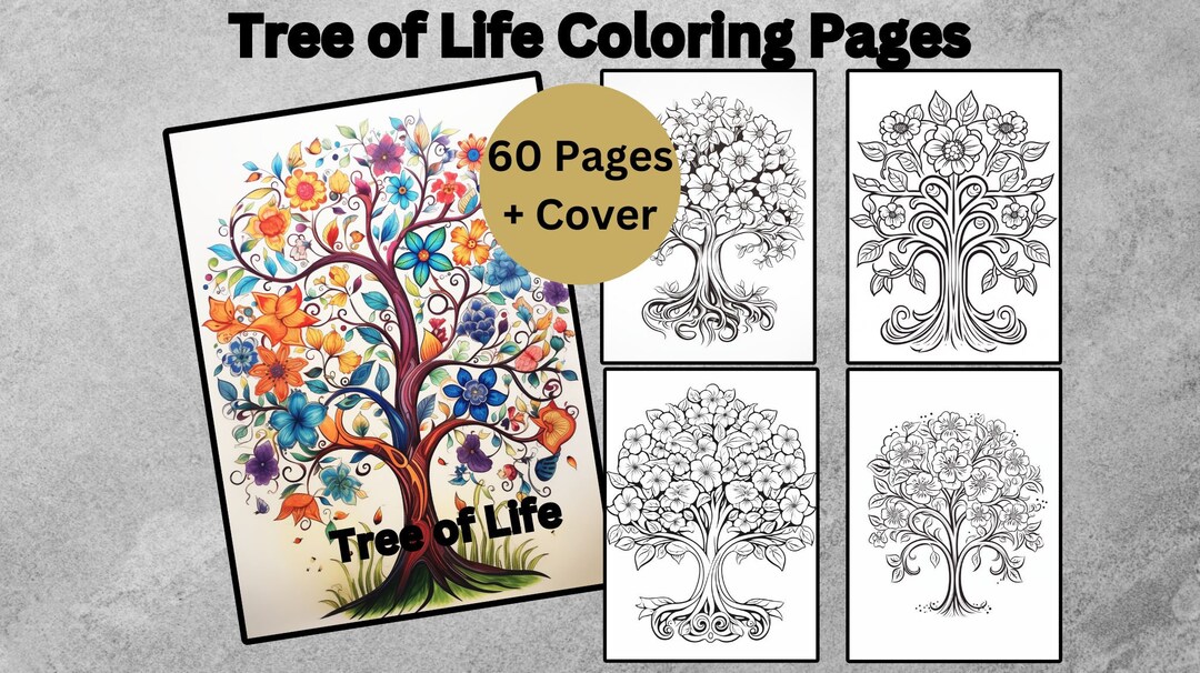 60 Tree of Life, Coloring Grayscale Pages, Coloring Pages for Adults ...