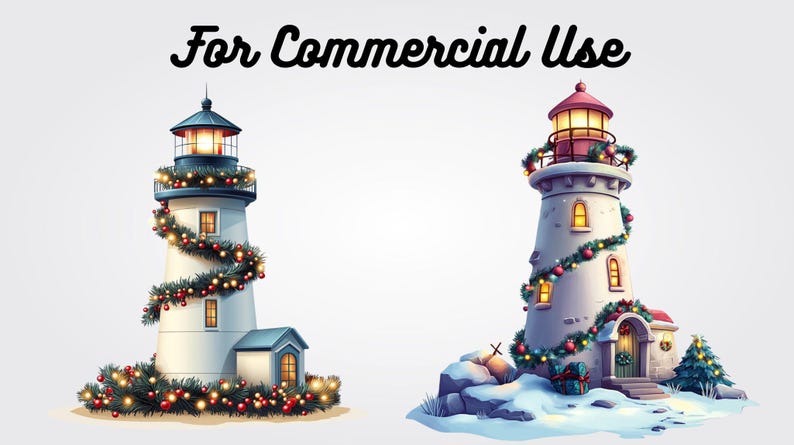 35 Christmas Lighthouse Clipart, Nautical Christmas,png Transparent ...