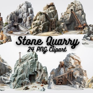 Stone Quarry Clipart: Mining Equipment, Industrial PNG (digital ...
