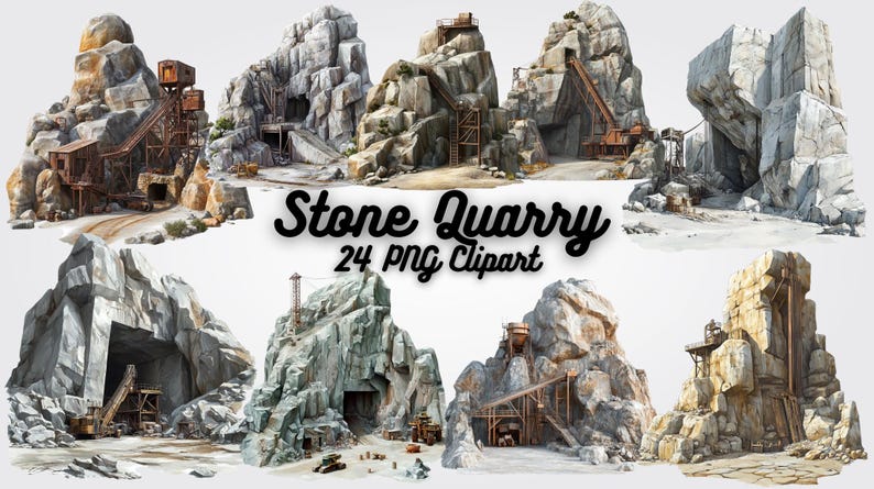 Stone Quarry Clipart: Mining Equipment, Industrial PNG (digital ...