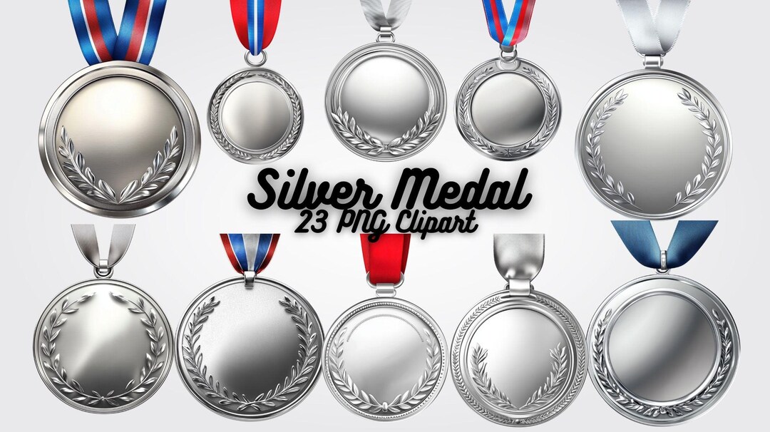 Silver Medal Clipart, 23 High-resolution Award Medals for Invitations ...