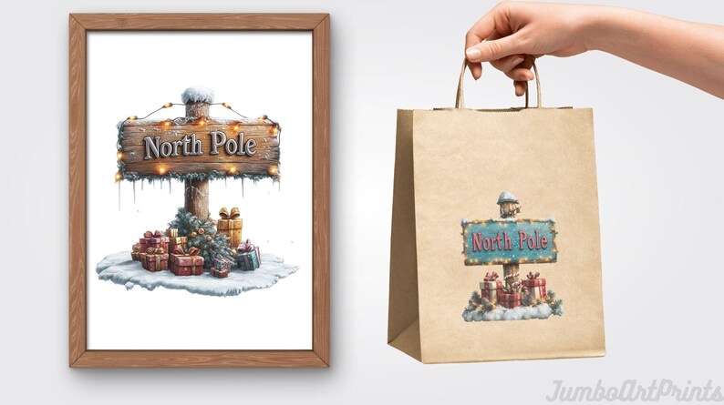 North Pole Sign Clipart: Christmas Lights PNG (digital Download) - Etsy