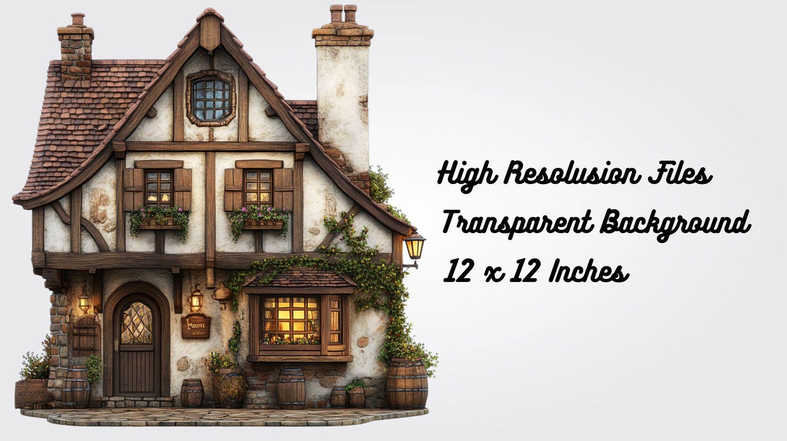 Old English Inn Clipart: Vintage Tudor Cottage PNG (20 Images) - Etsy