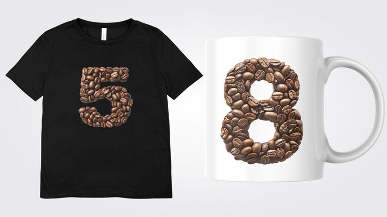 10 Coffee Beans Number Clipart, High-quality PNG Numbers Made From ...