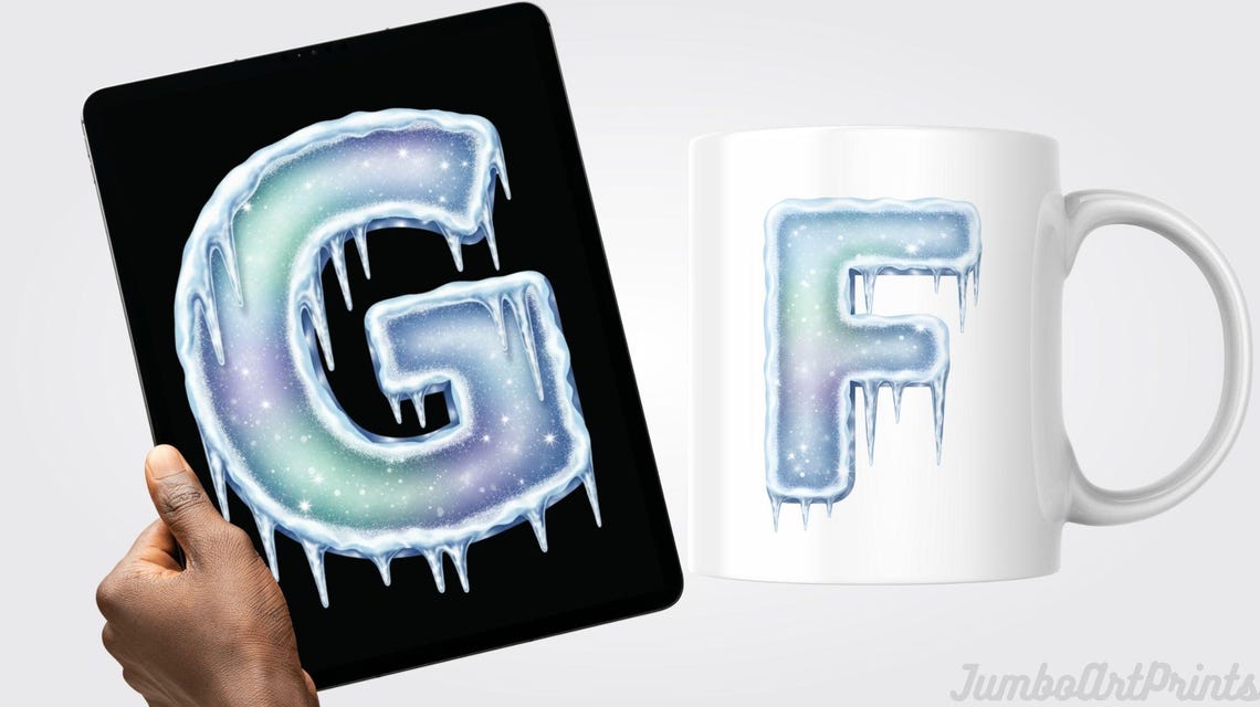 Frozen Alphabet PNG – 26 Icy Letters With Crystal Halo & Winter Texture ...