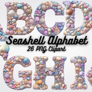 Seashell Alphabet Clipart: Coastal Letters PNG (digital Download) - Etsy