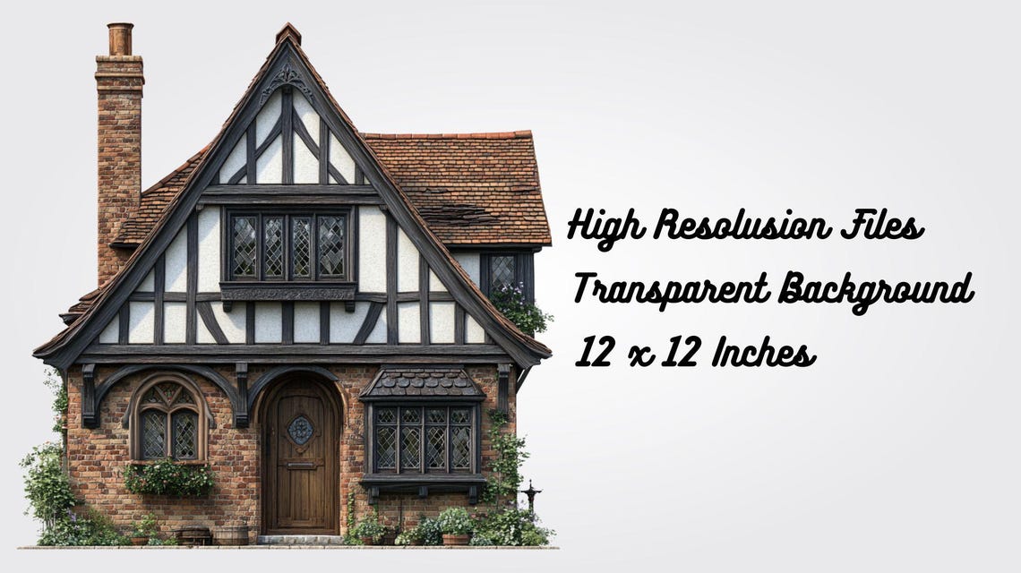 Tudor Brick House Clipart, House PNG, 20 PNG Digital Download for ...