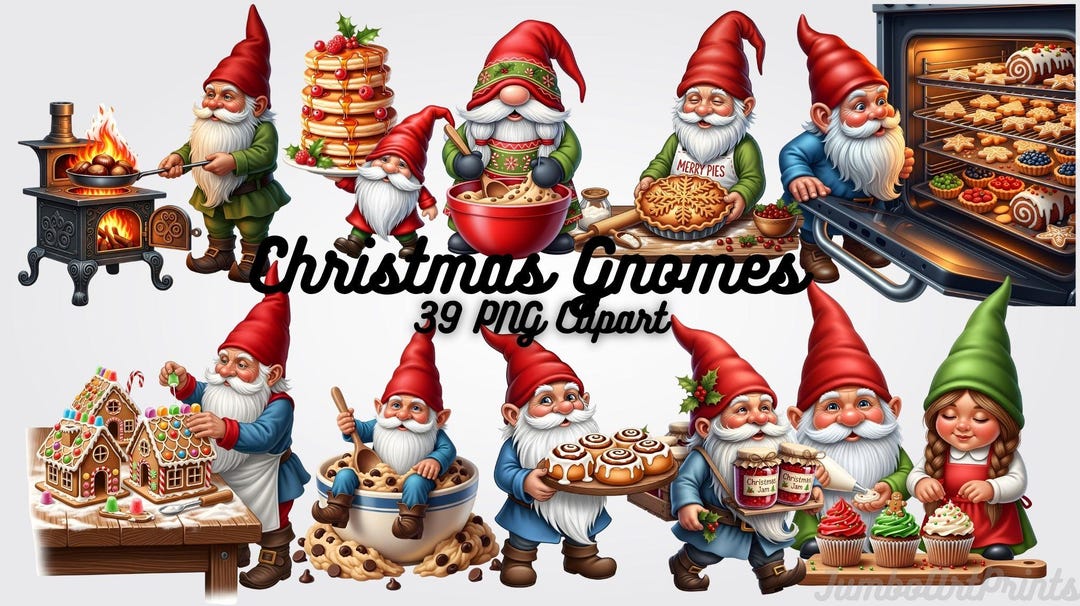 Christmas Gnomes Baking Treats Clipart - 39 PNG Files for Crafts ...