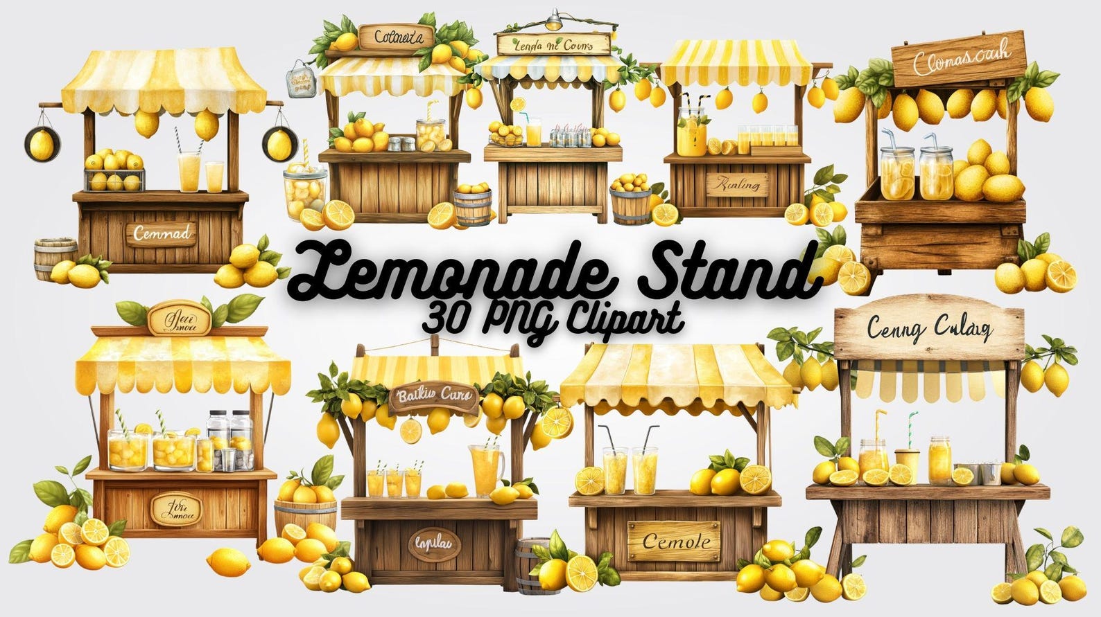 Lemonade Stand Clipart, Citrus Clipart, Summer Stand Illustrations ...
