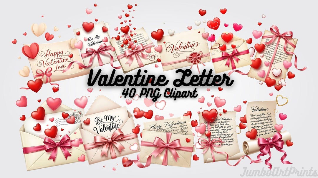 Valentine Letter Clipart - Love Envelope PNG, Floating Hearts Pink ...