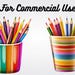 Rainbow Colored Pencils Clipart: School Supply Graphics (30 PNG) - Etsy