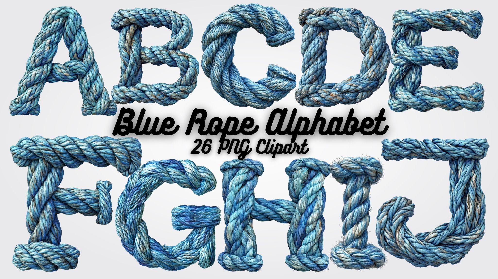 Blue Rope Alphabet Clipart, Letter Clipart, Nautical-themed High ...