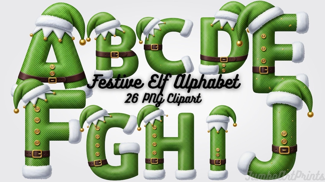 Elf-themed Christmas Alphabet PNG | Festive Letter Clipart | Holiday ...