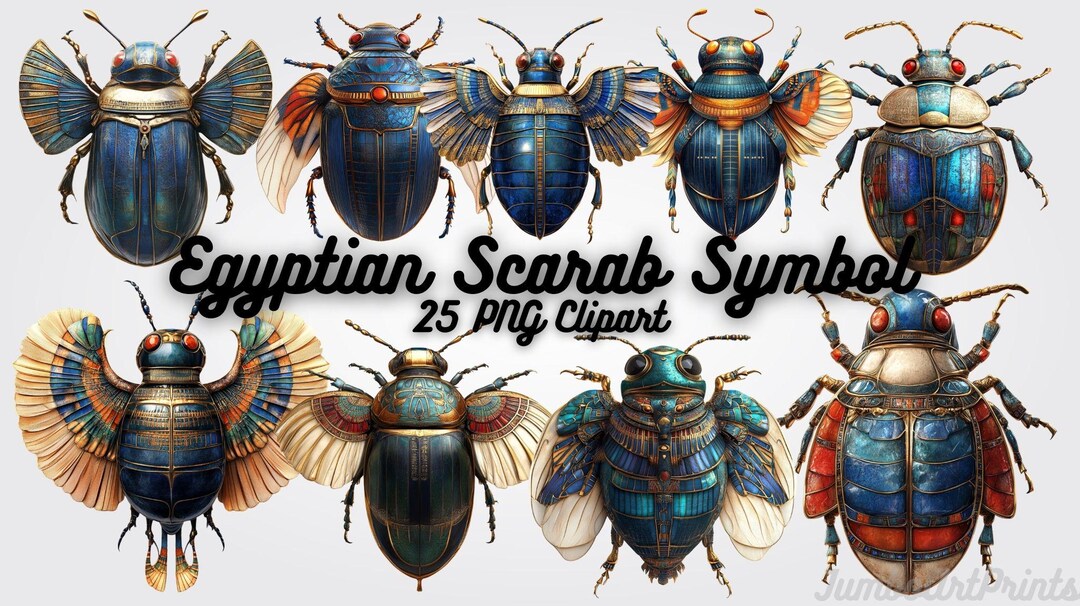 Egyptian Scarab Clipart: Ancient Egypt PNG Digital Art (12x12") - Etsy