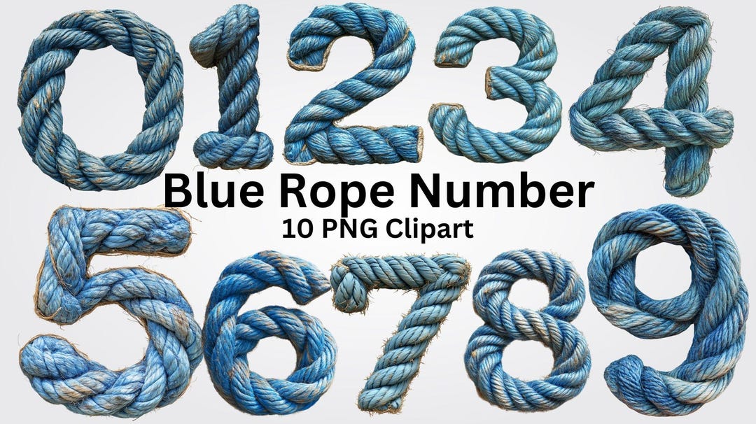Blue Rope Number Clipart, Number Clipart, Nautical-themed High-quality ...
