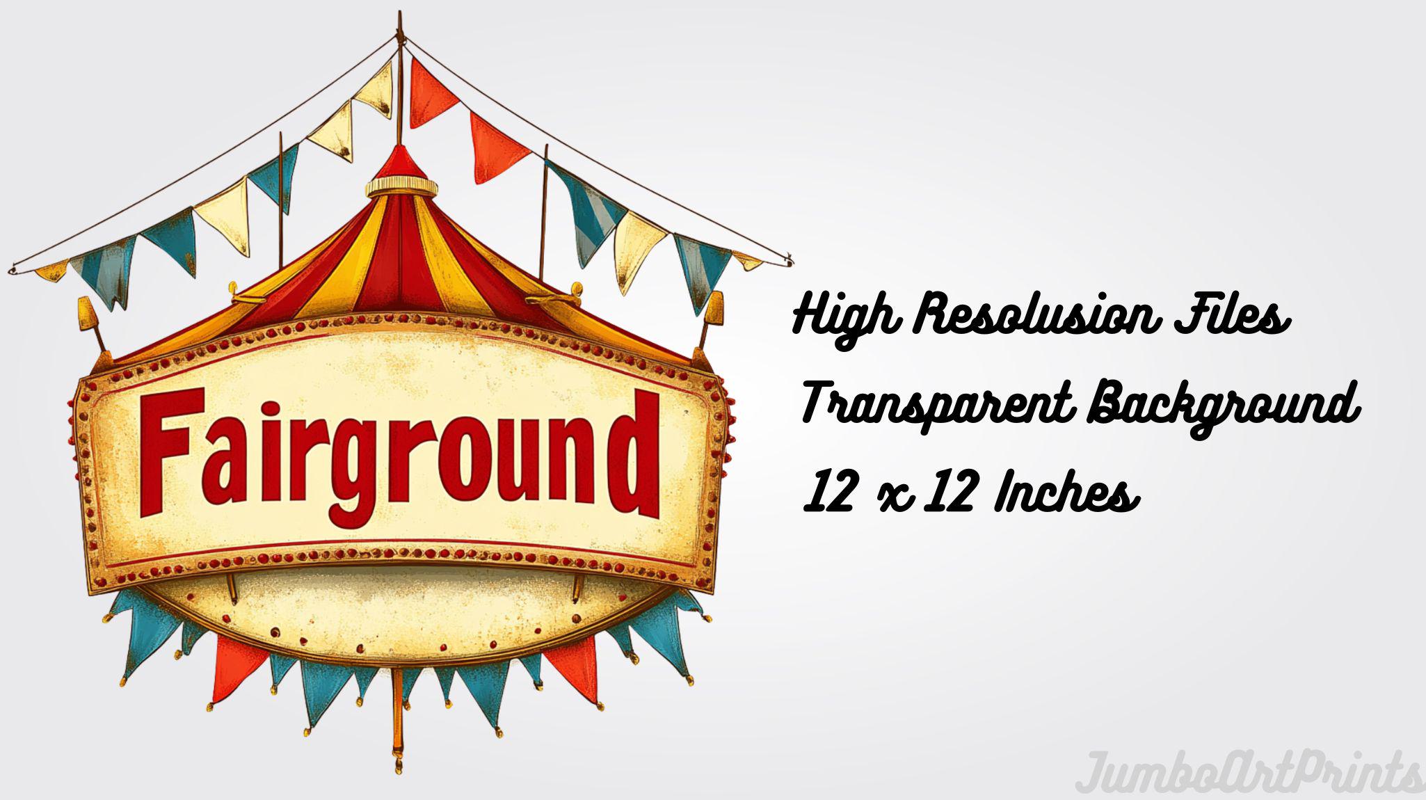 Fairground Sign Clipart: Retro Christmas Carnival Lights (digital ...