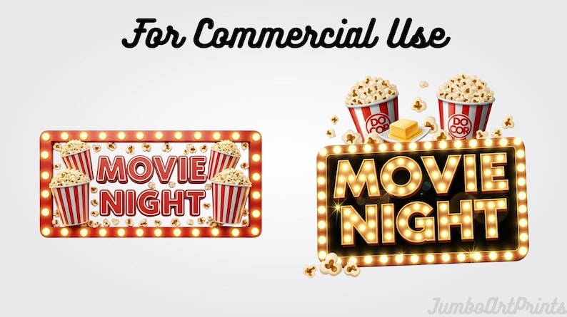 Movie Night Sign Clipart - Popcorn Cinema Pngs, Light Bulb Marquee Film ...