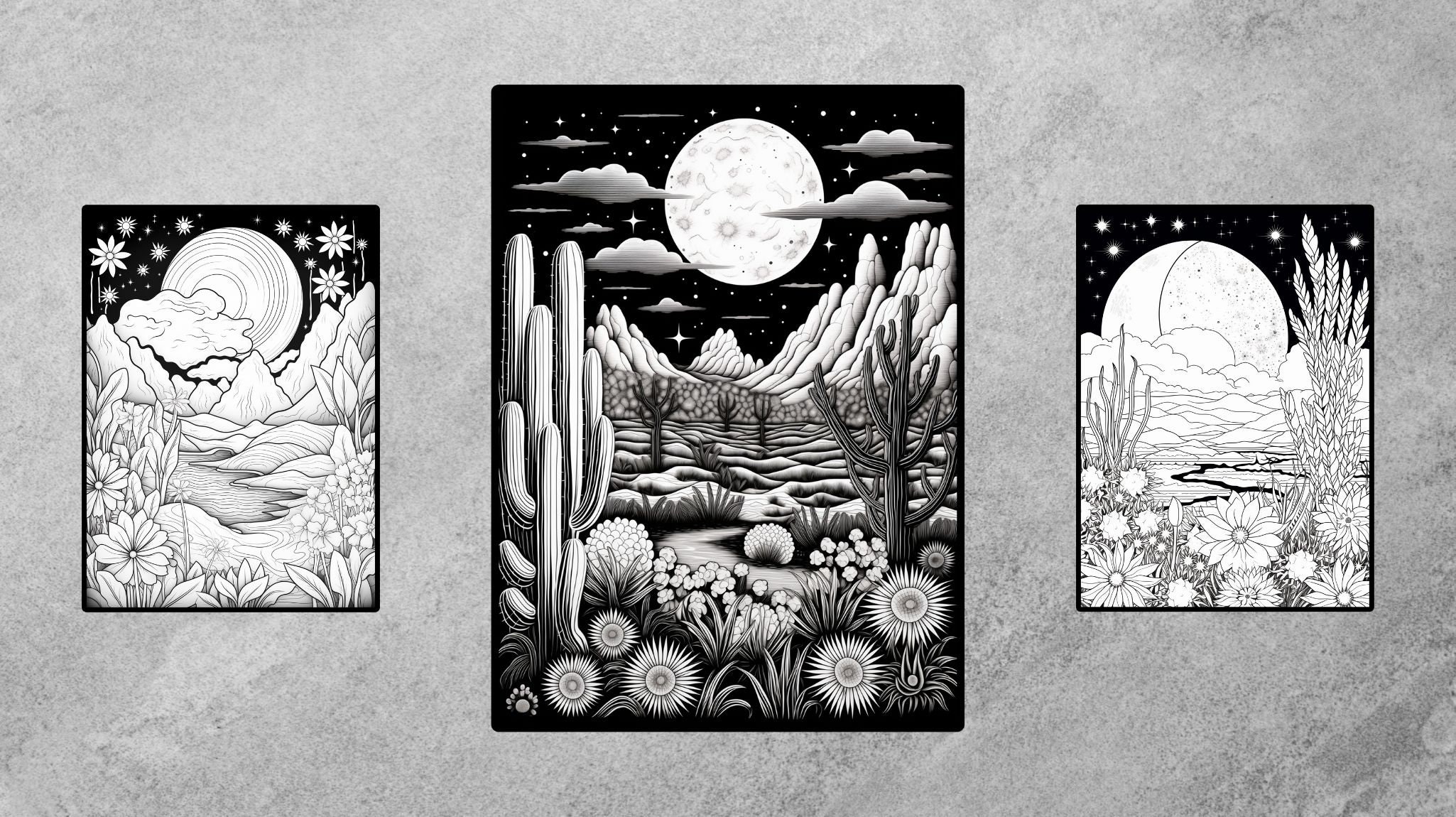 Mystic Moonscape Coloring Book: 50 Moon & Flower Pages (PDF) - Etsy