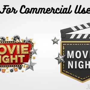 Retro Movie Night Banner Clipart - Vintage Cinema Metallic Star Banners ...